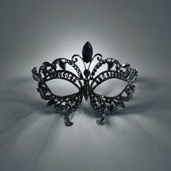Handmade | Jewelry | Black Masquerade Mask Crystal Prom Mask Black ...